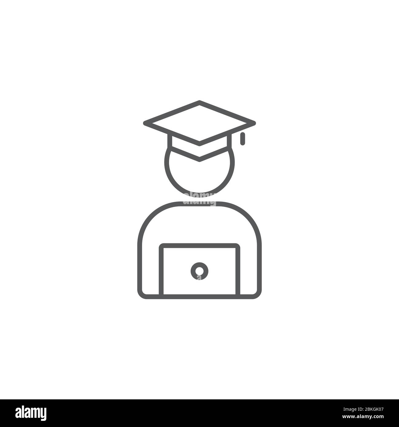 Student Studying on Laptop vector icon symbol isolated on white ...