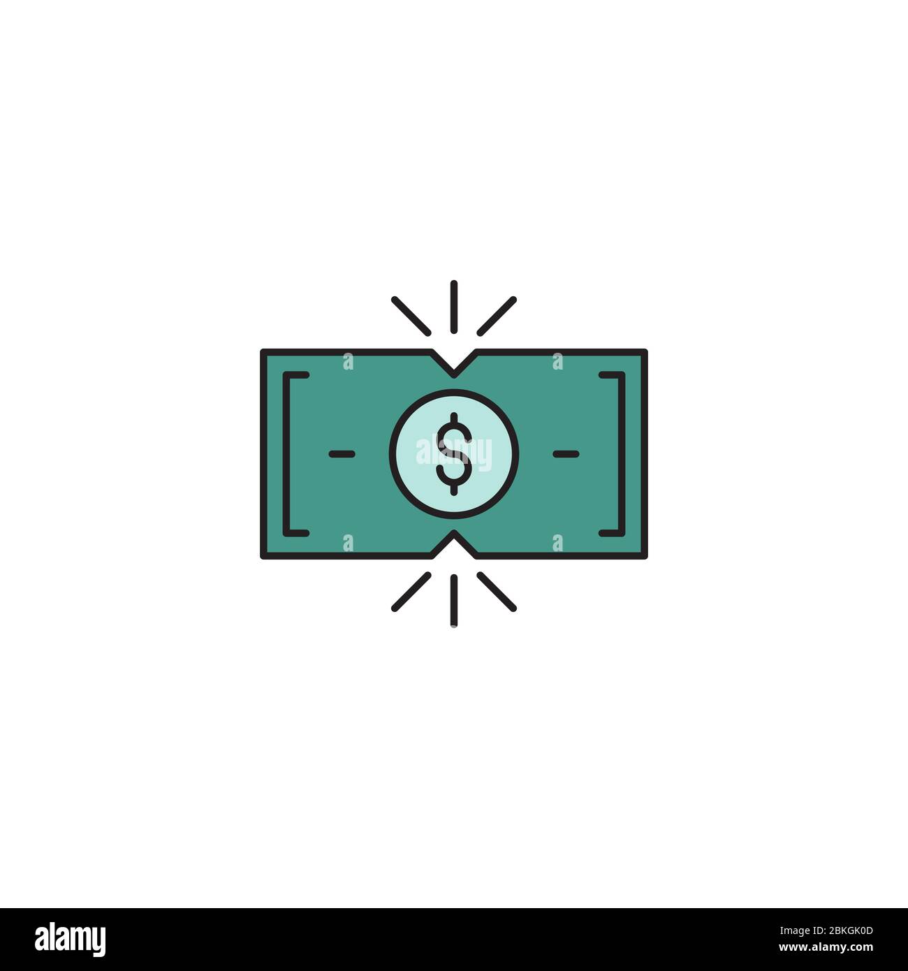 Tearing money banknote vector icon symbol isolated on white background ...