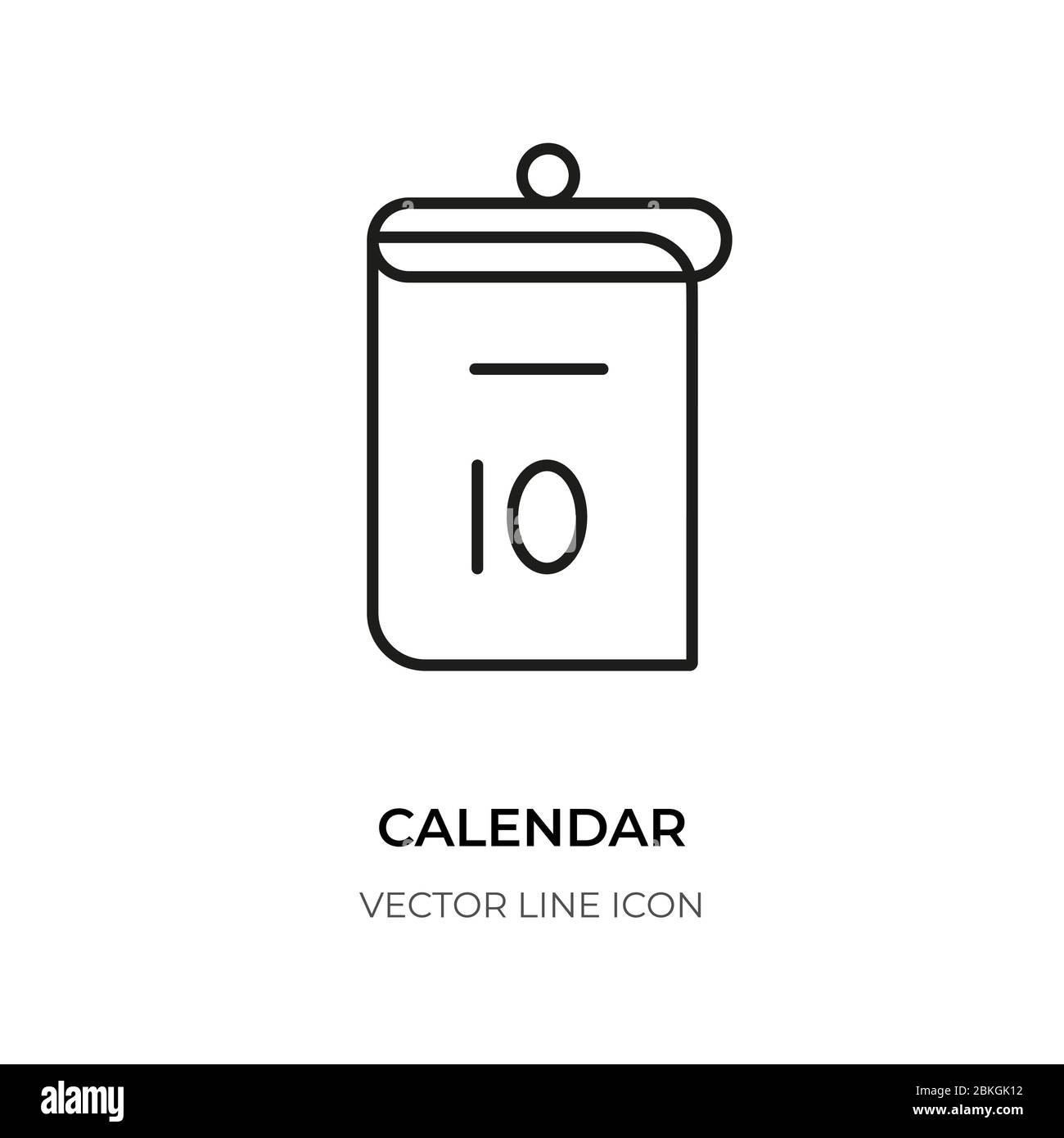 Black line calendar icon. Linear logo symbol reminder of date and month ...