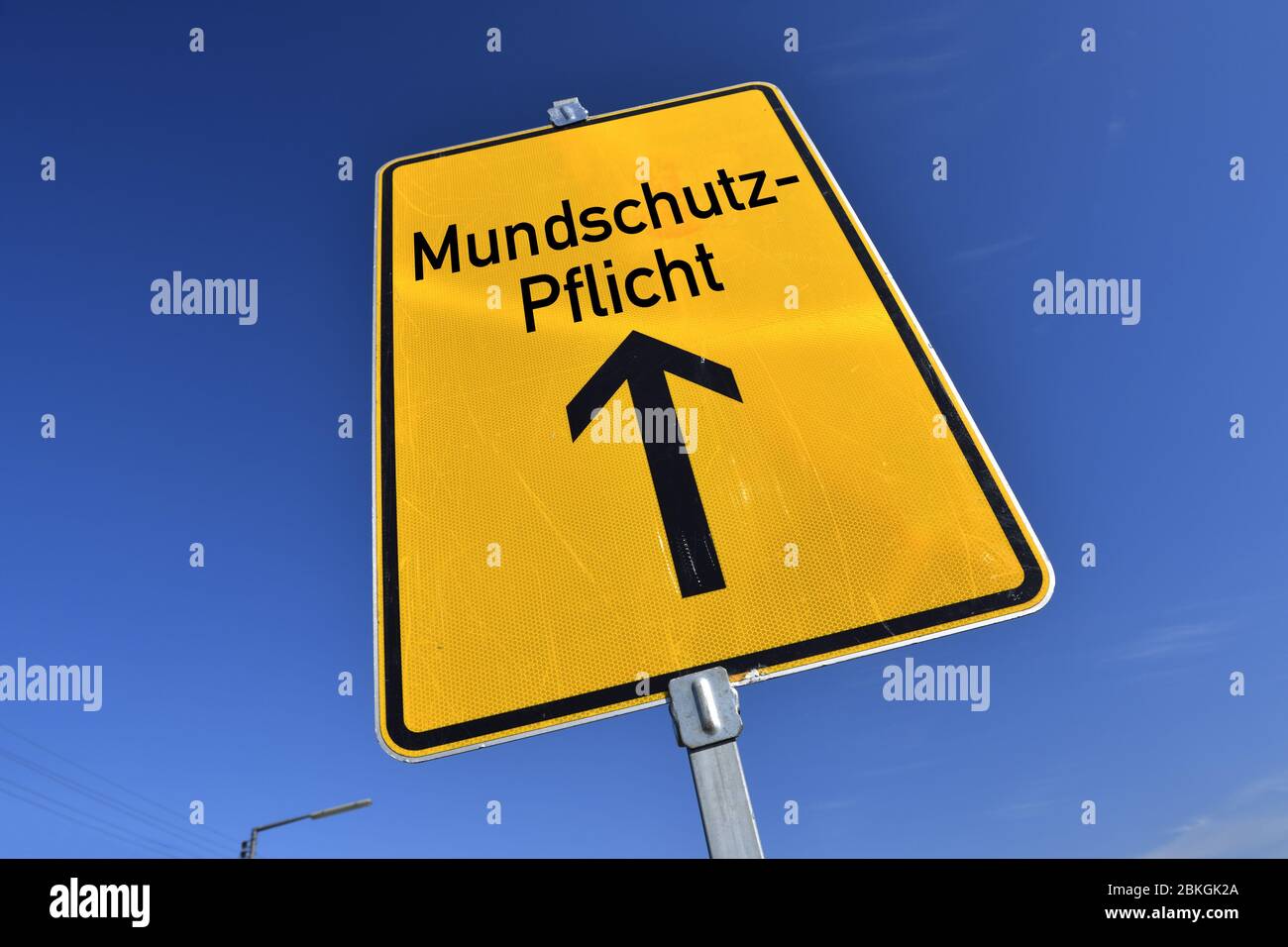 PHOTOMONTAGE, redirecting sign with inscription mouth guard duty ...