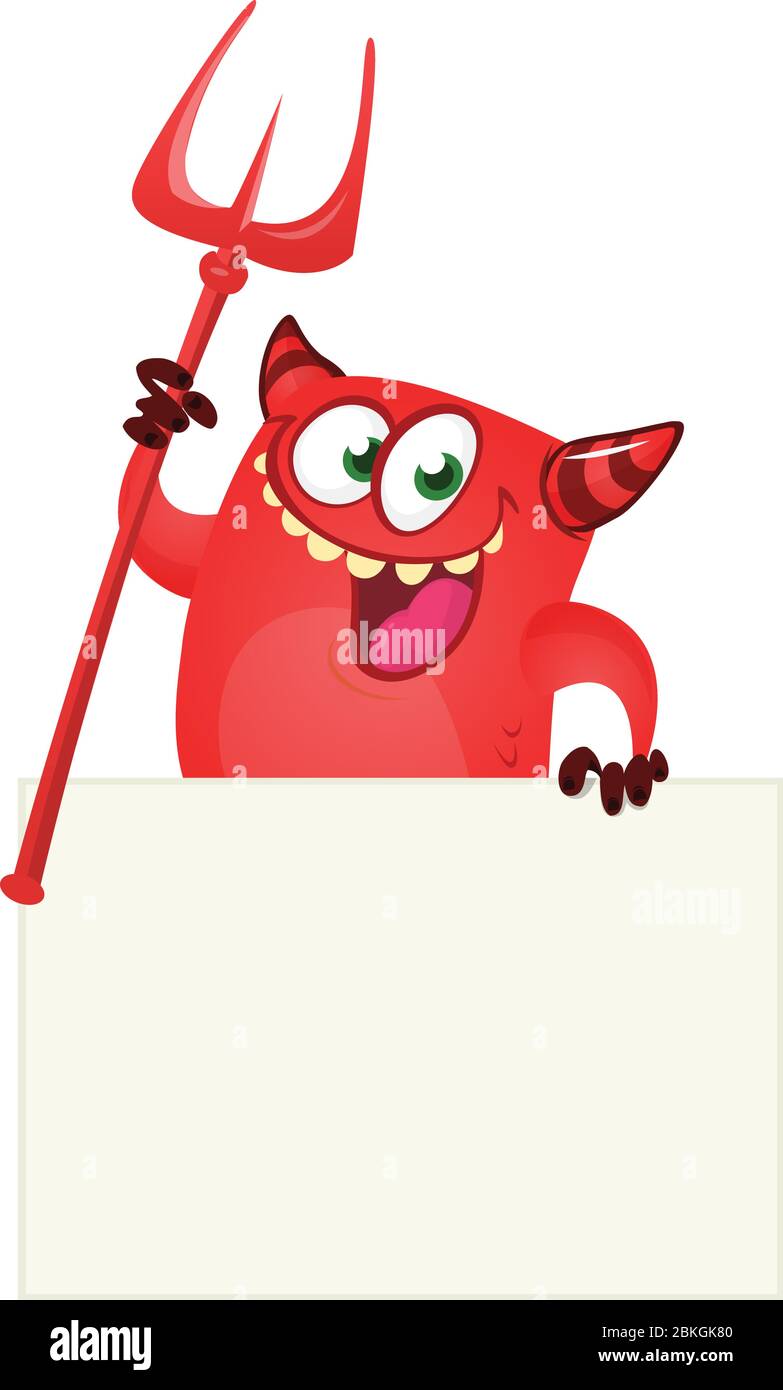 Red devil hand holding white sheet. Satan holds and signboard Stock ...