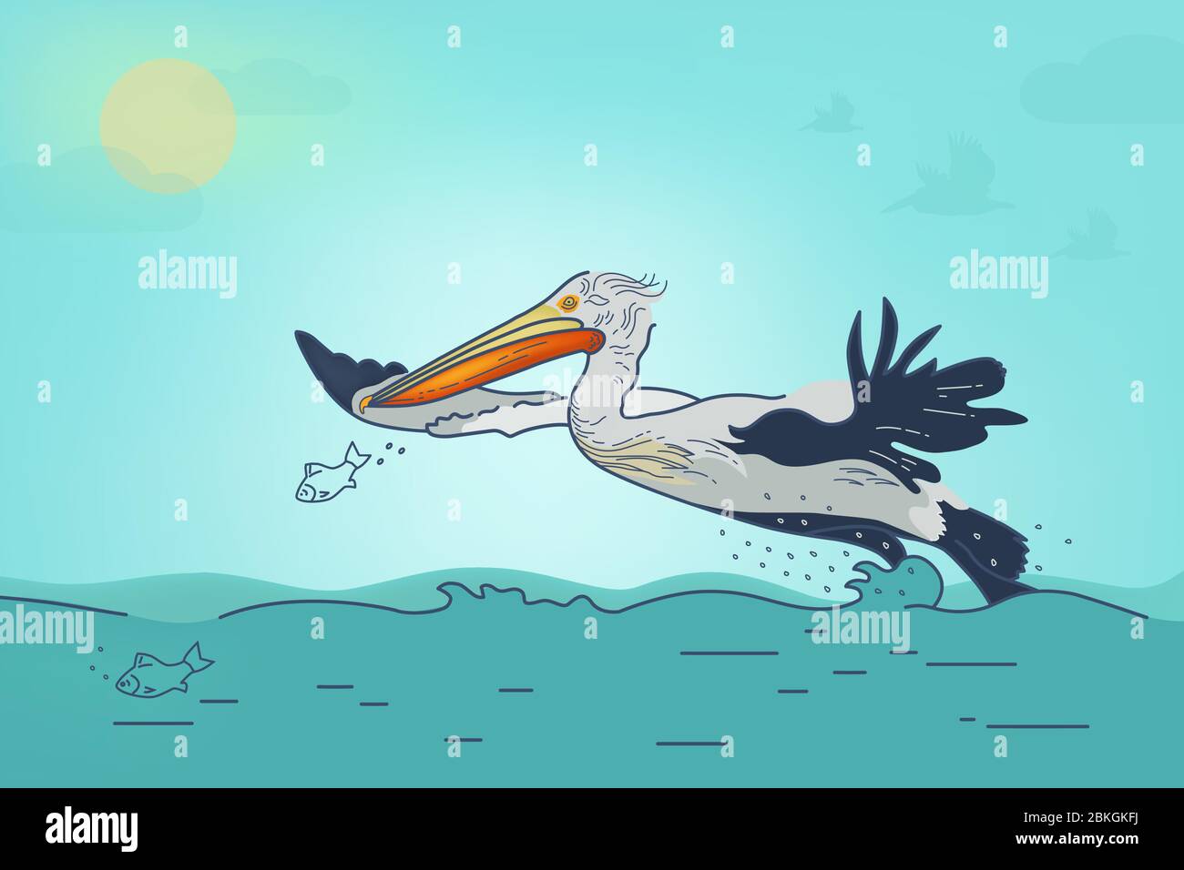 Cartoon Pelican Flying