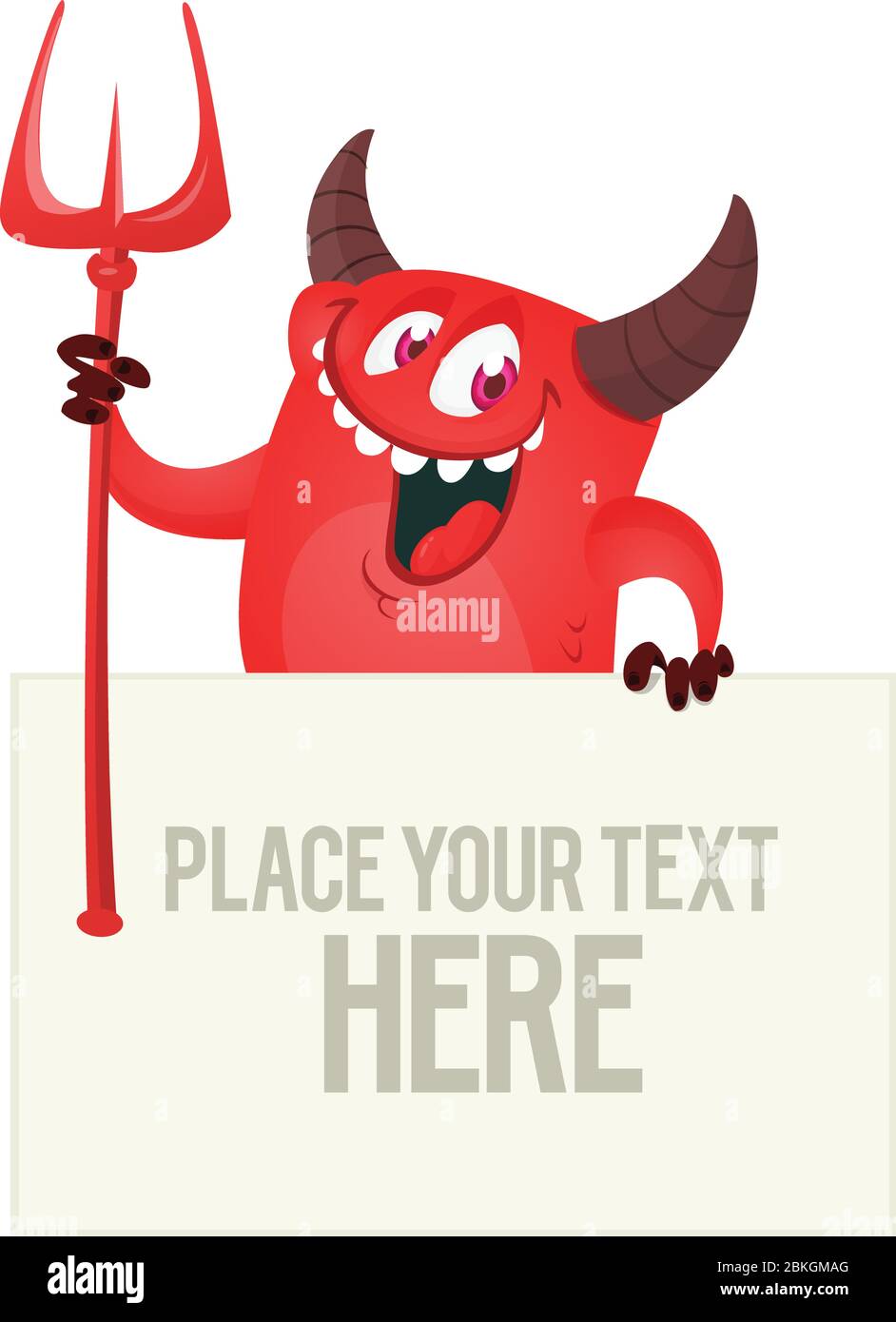 Red devil hand holding white sheet. Satan holds and signboard Stock ...