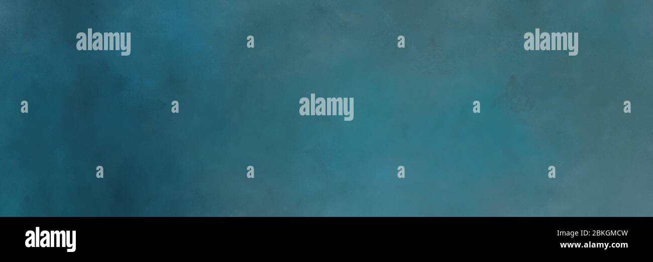 abstract painted art aged horizontal header background with teal blue ...