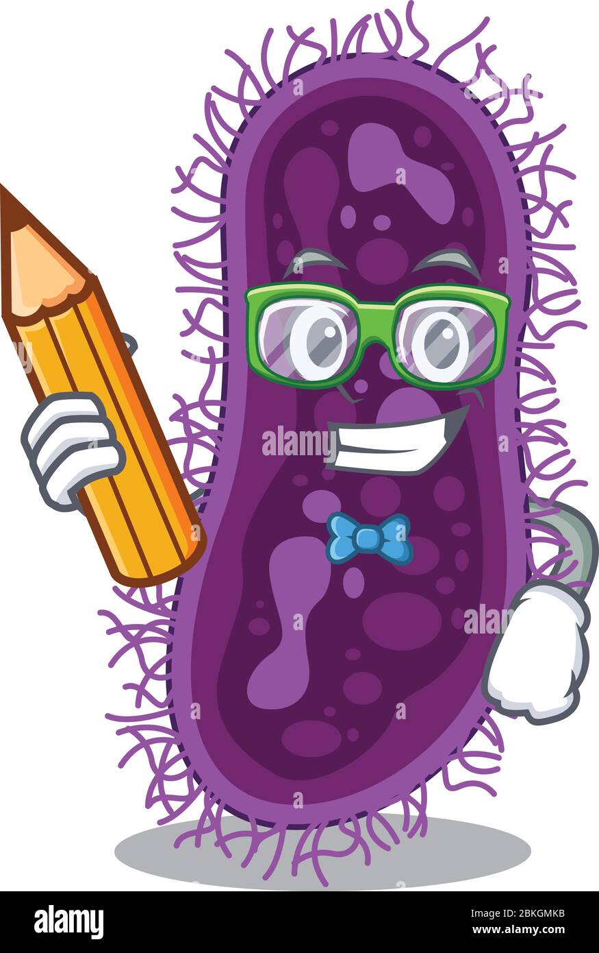 A brainy student lactobacillus rhamnosus bacteria cartoon character ...