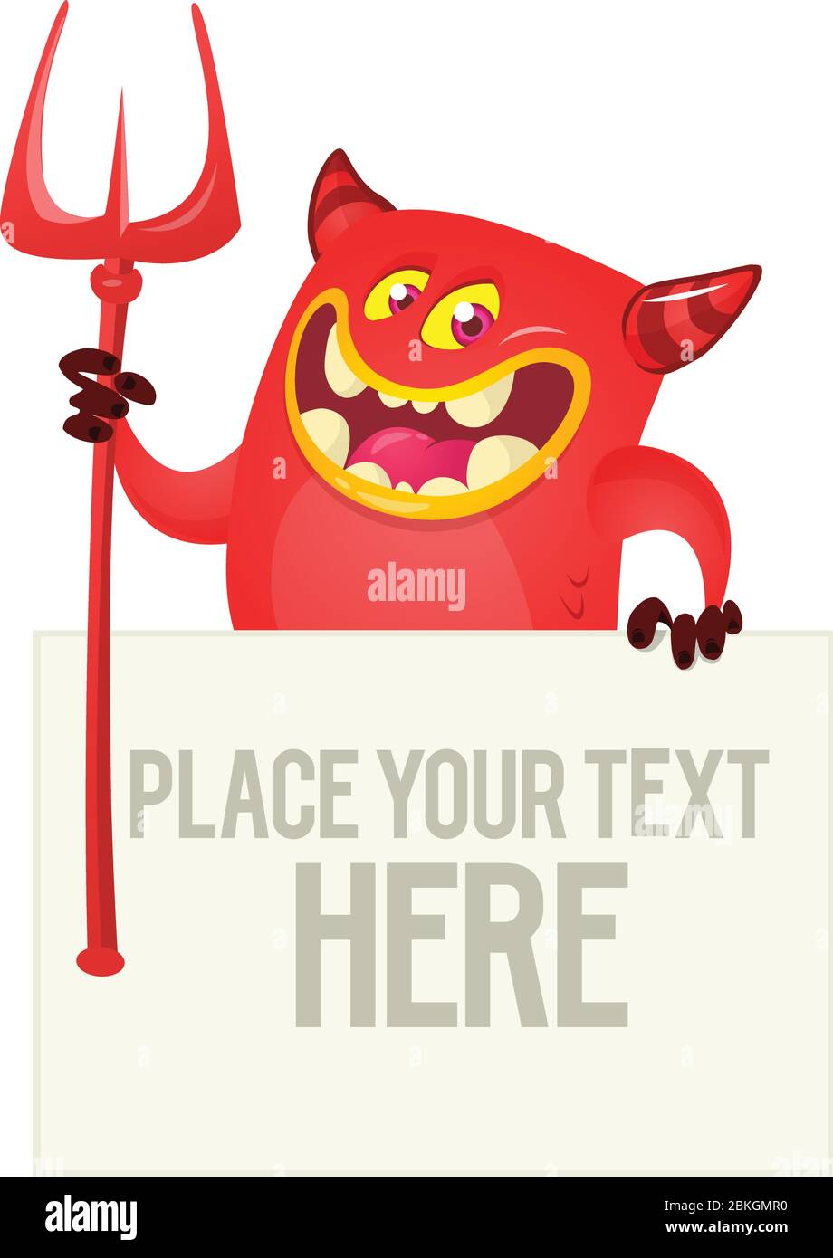 Satan keeps white blank sheet of paper. Devil and document. Red horned ...