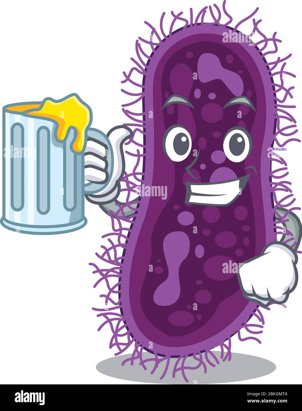 A cartoon concept of lactobacillus rhamnosus bacteria rise up a glass ...