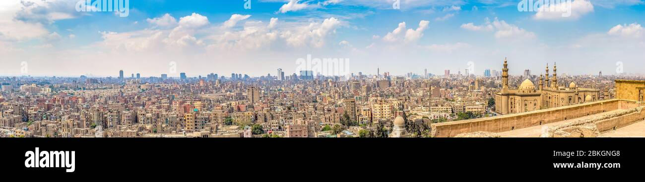 Panoramic view of Cairo from the observation deck in Citadel, Egypt ...