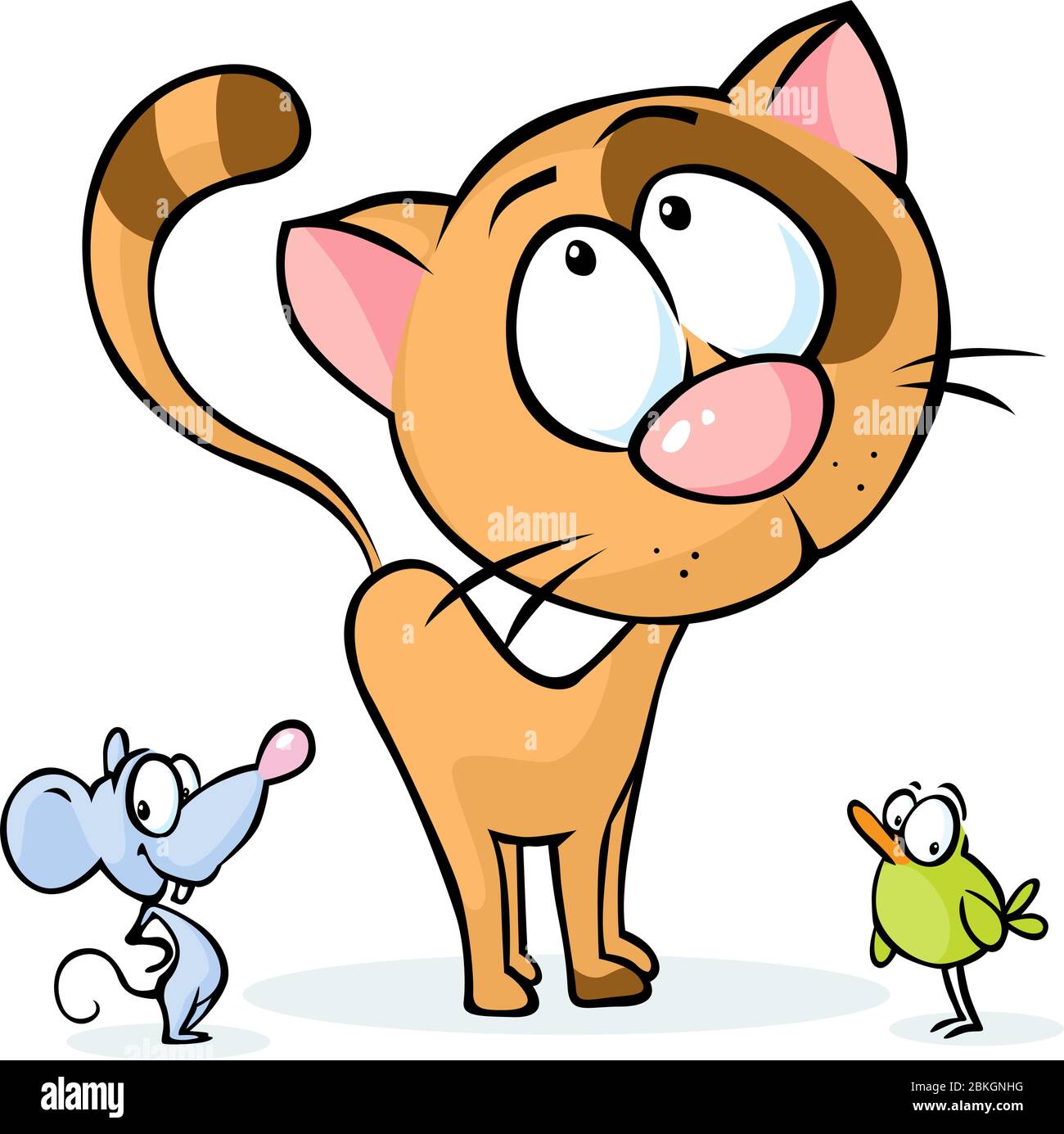Cat and Bird and Mouse - Vector Illustration Stock Vector Image & Art ...