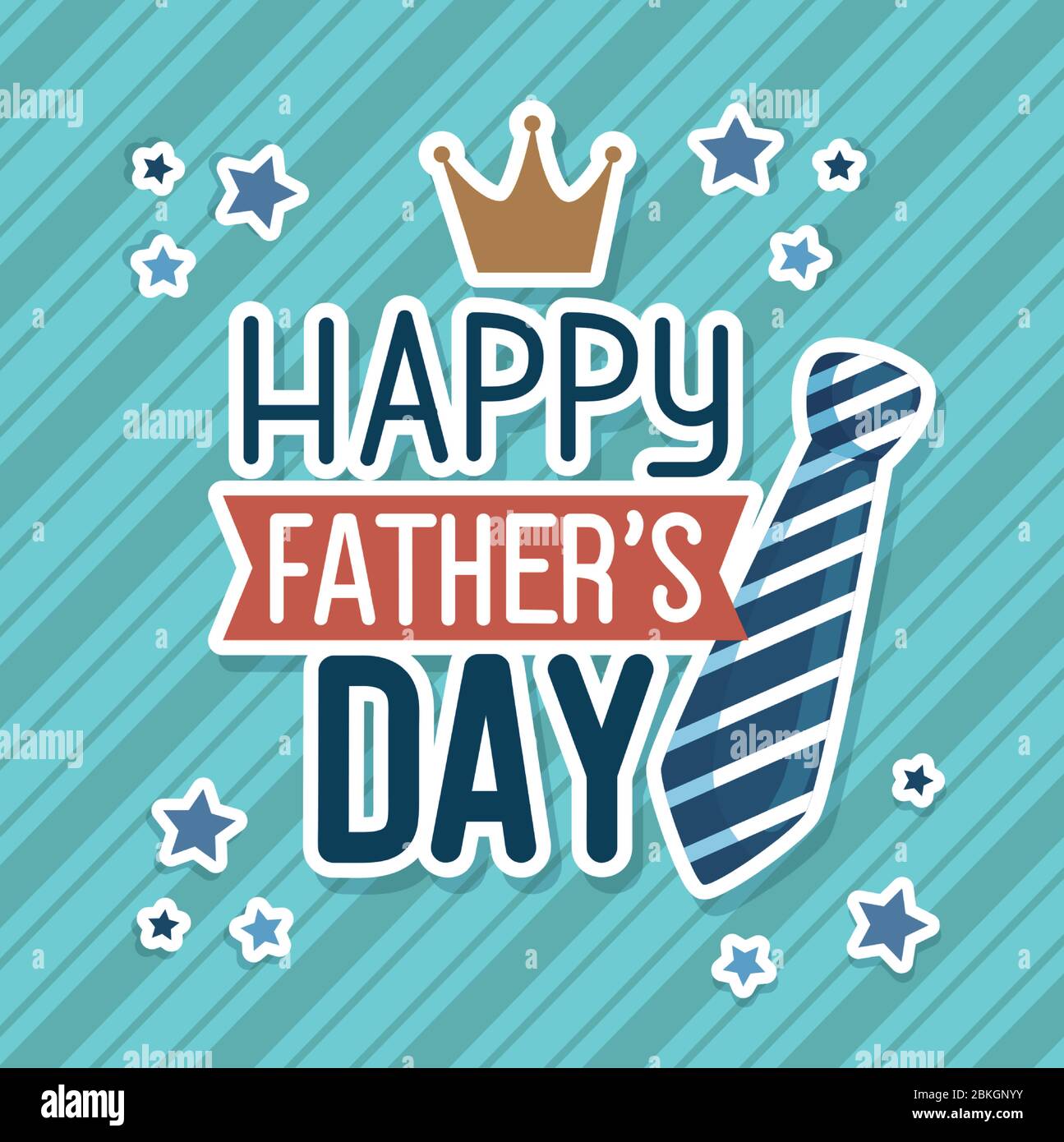 happy fathers day card with king crown and necktie Stock Vector Image ...