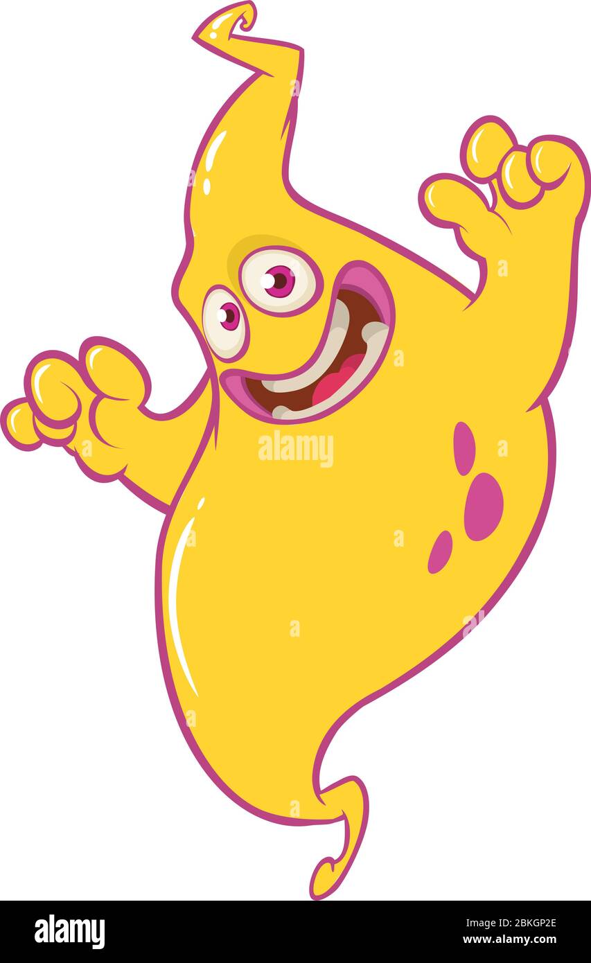 Funny cartoon ghost character smiling. Halloween illustration of scary ...
