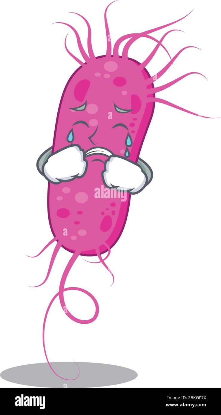 Cartoon character design of pseudomoa bacteria with a crying face Stock ...