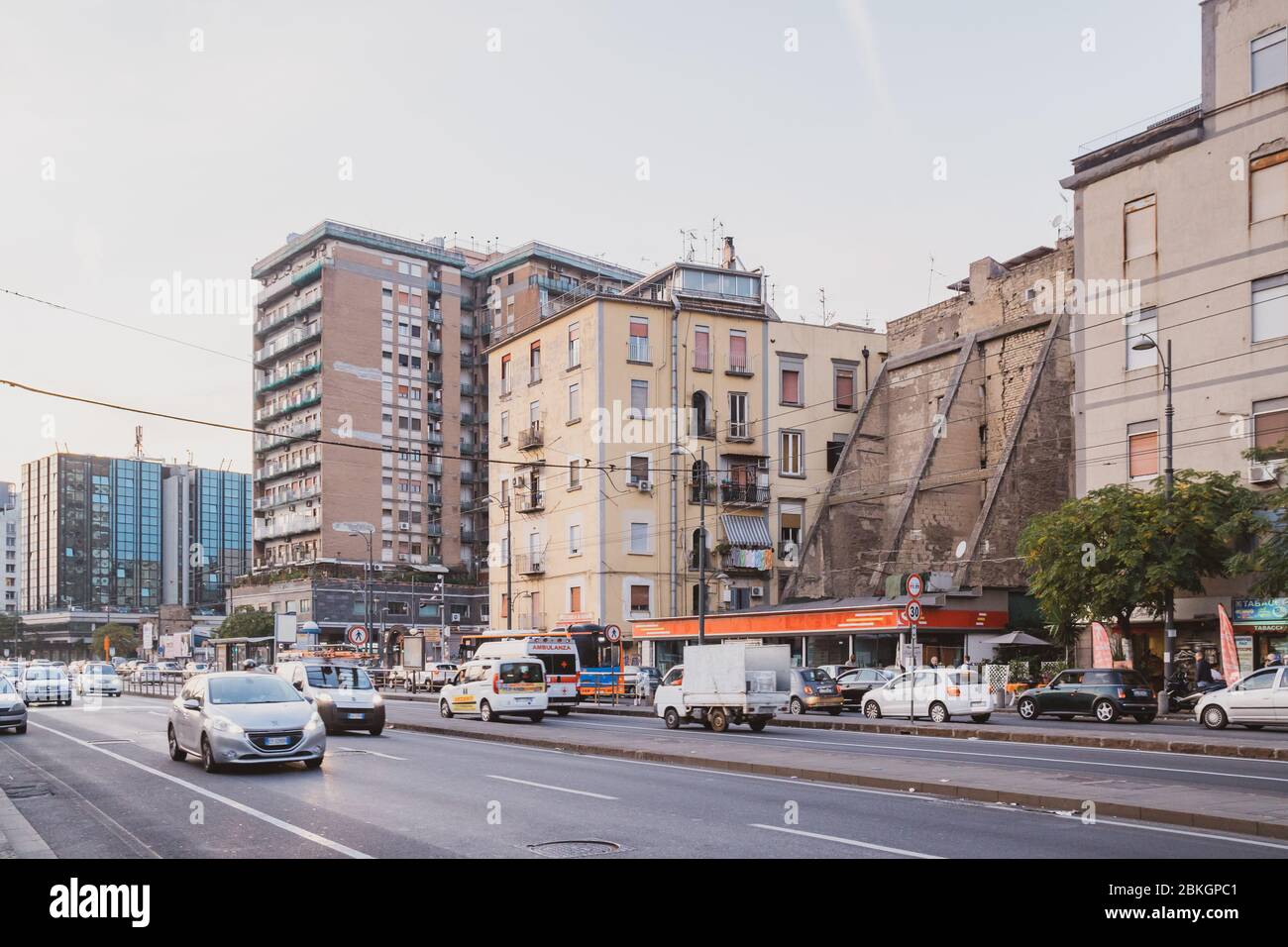 Naples, Italy - 30 October, 2019: Old dirty streets of Naples, people ...