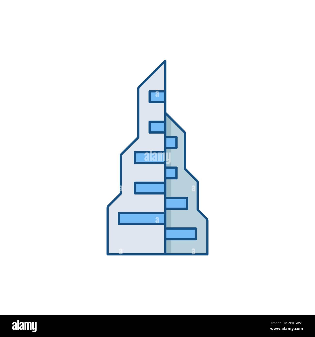 Skyscraper building construction vector icon isolated on white ...