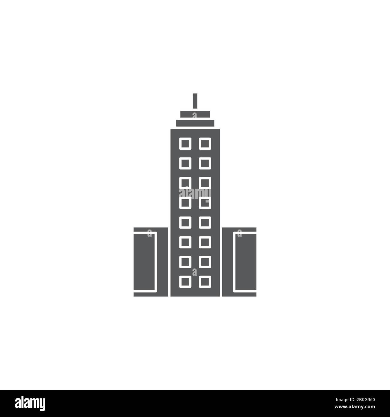 Skyscraper building construction vector icon isolated on white ...