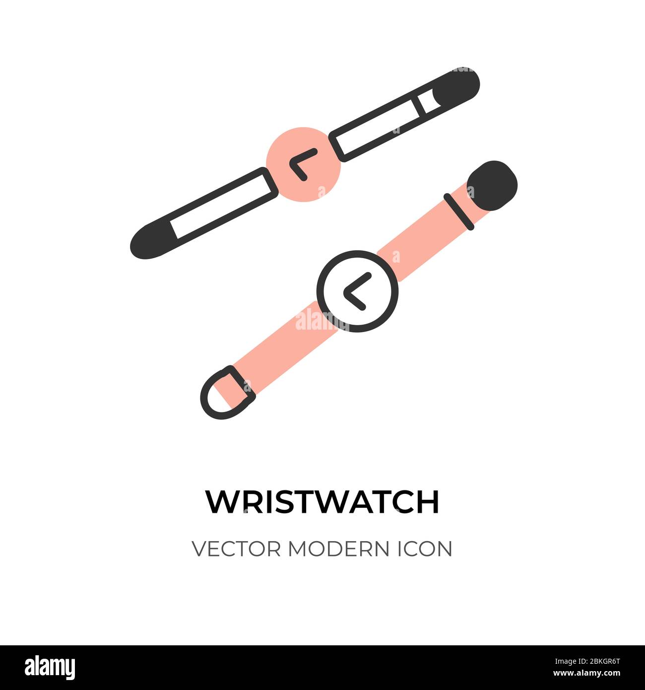 Wristwatch flat line icon. Template shape of classic wrist watch sign ...