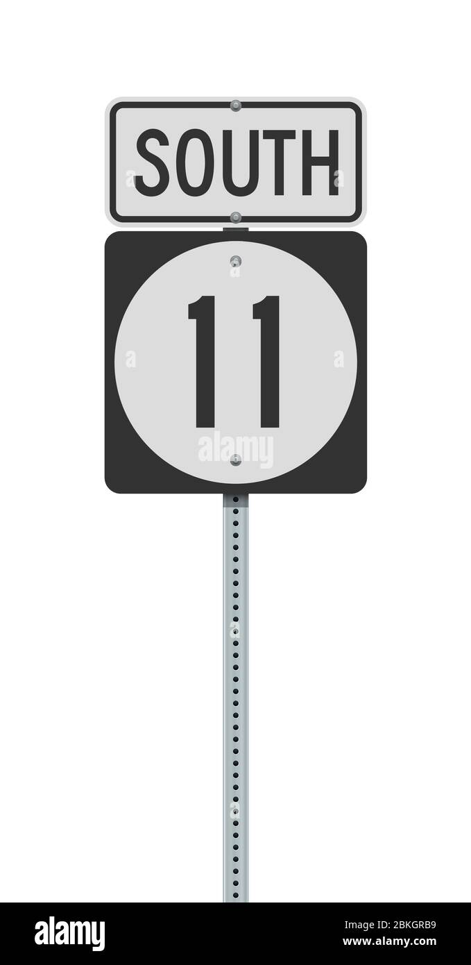 Vector illustration of the Delaware State Highway 11 and South road ...