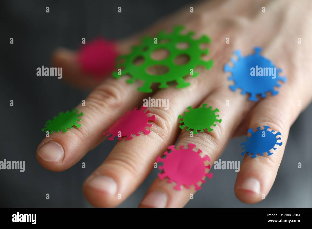 Male hand vith coronavirus covid19 bacteria closeup Stock Photo - Alamy