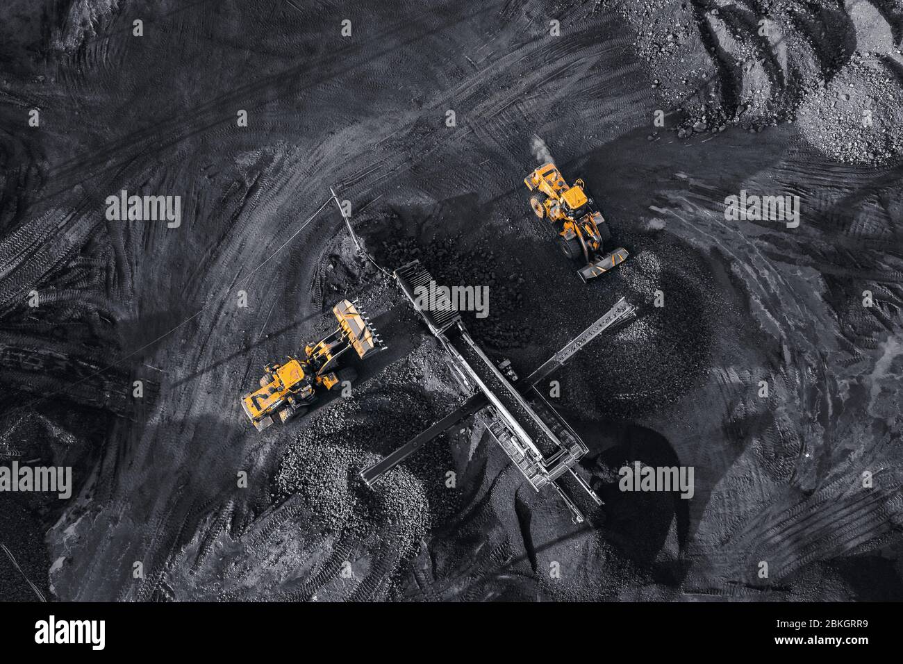 Open pit mine, extractive industry for coal, top view aerial drone ...