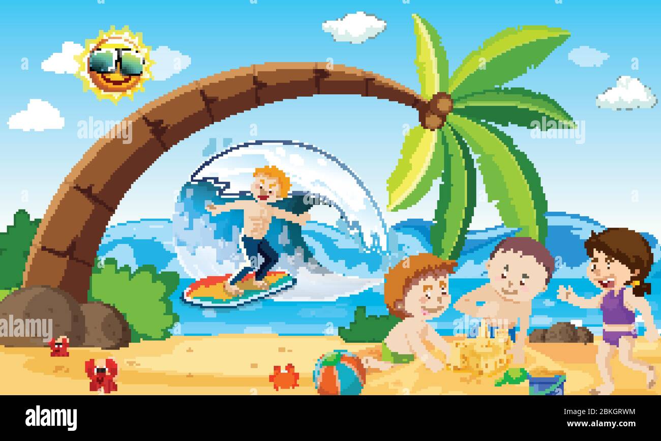 Beach scene exercise Stock Vector Images - Alamy