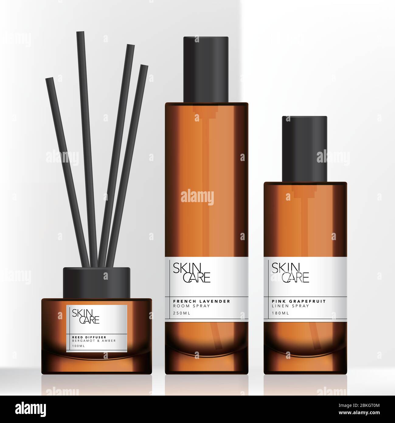 Vector Tinted Brown Glass or Plastic Tall Spray Bottle and Charcoal ...