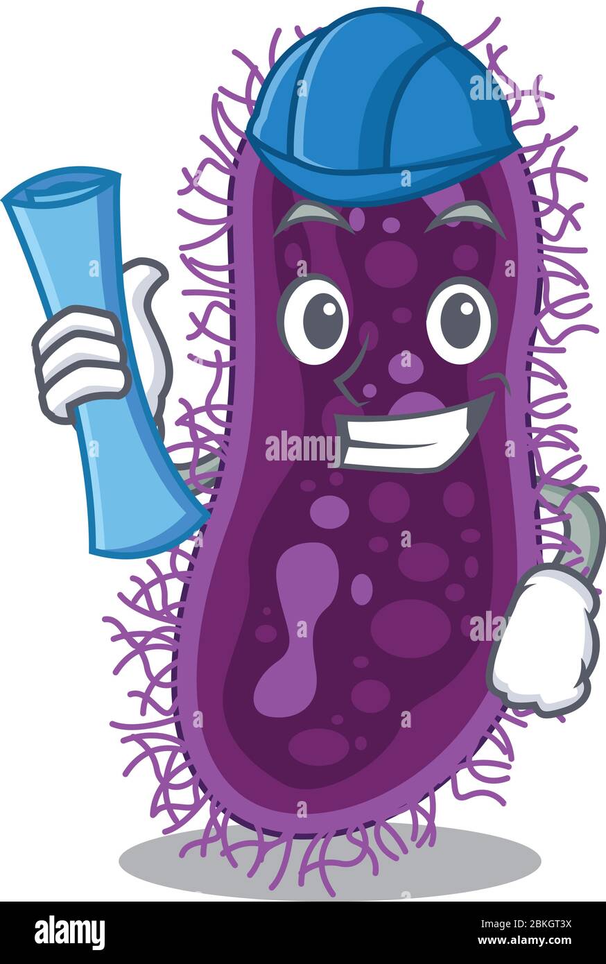 Cartoon character of lactobacillus rhamnosus bacteria brainy Architect ...