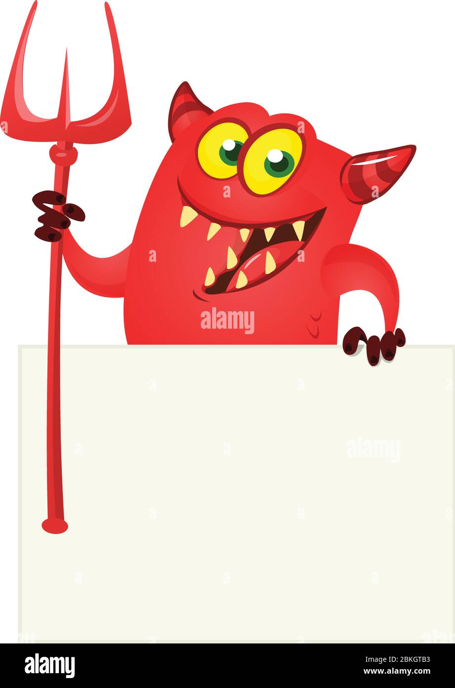 Satan keeps white blank sheet of paper. Devil and document. Red horned ...