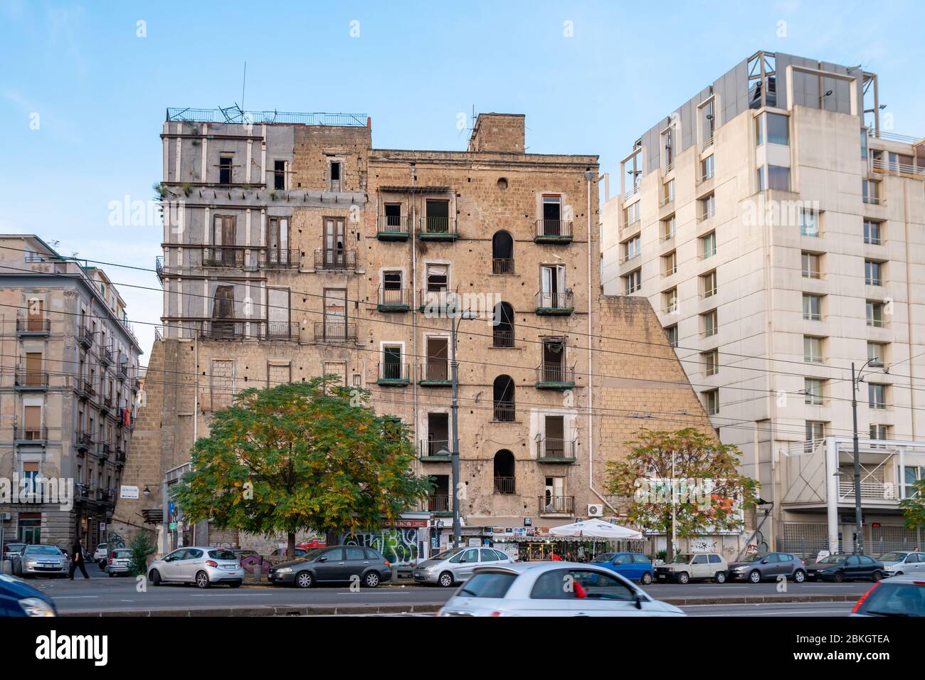 Naples, Italy - 30 October, 2019: Old dirty streets of Naples, people ...