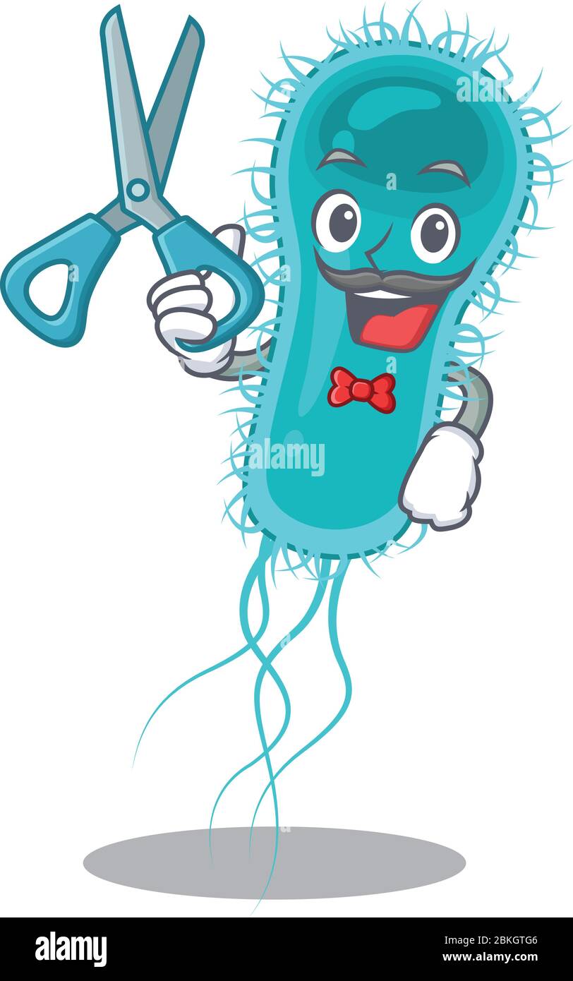 Sporty escherichia coli bacteria cartoon character design with barber ...