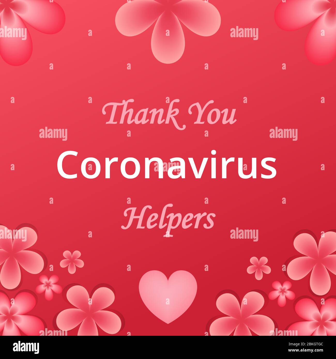 Coronavirus helpers pink color greetings with heart & flower template ...