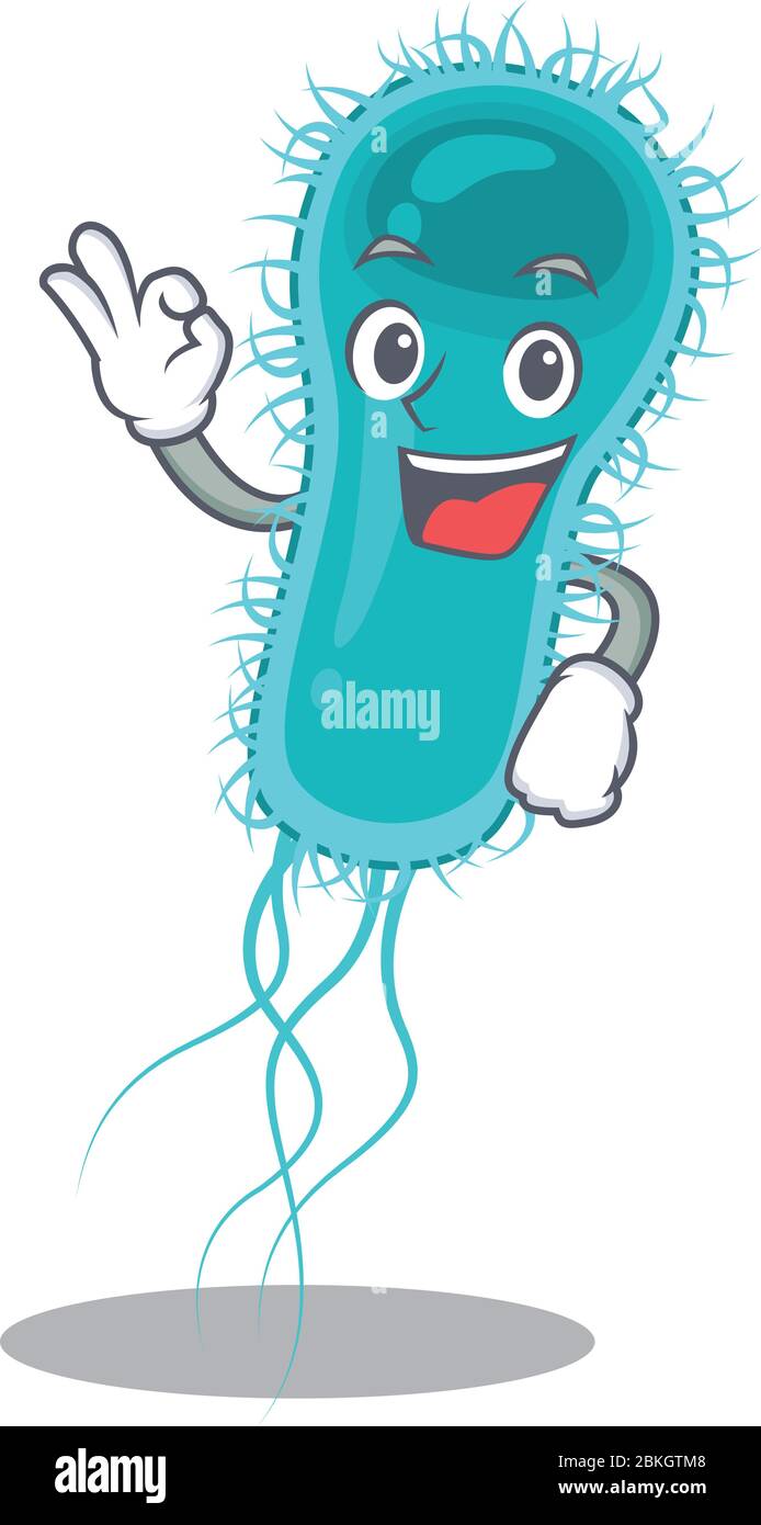 Escherichia coli bacteria mascot design style with an Okay gesture ...