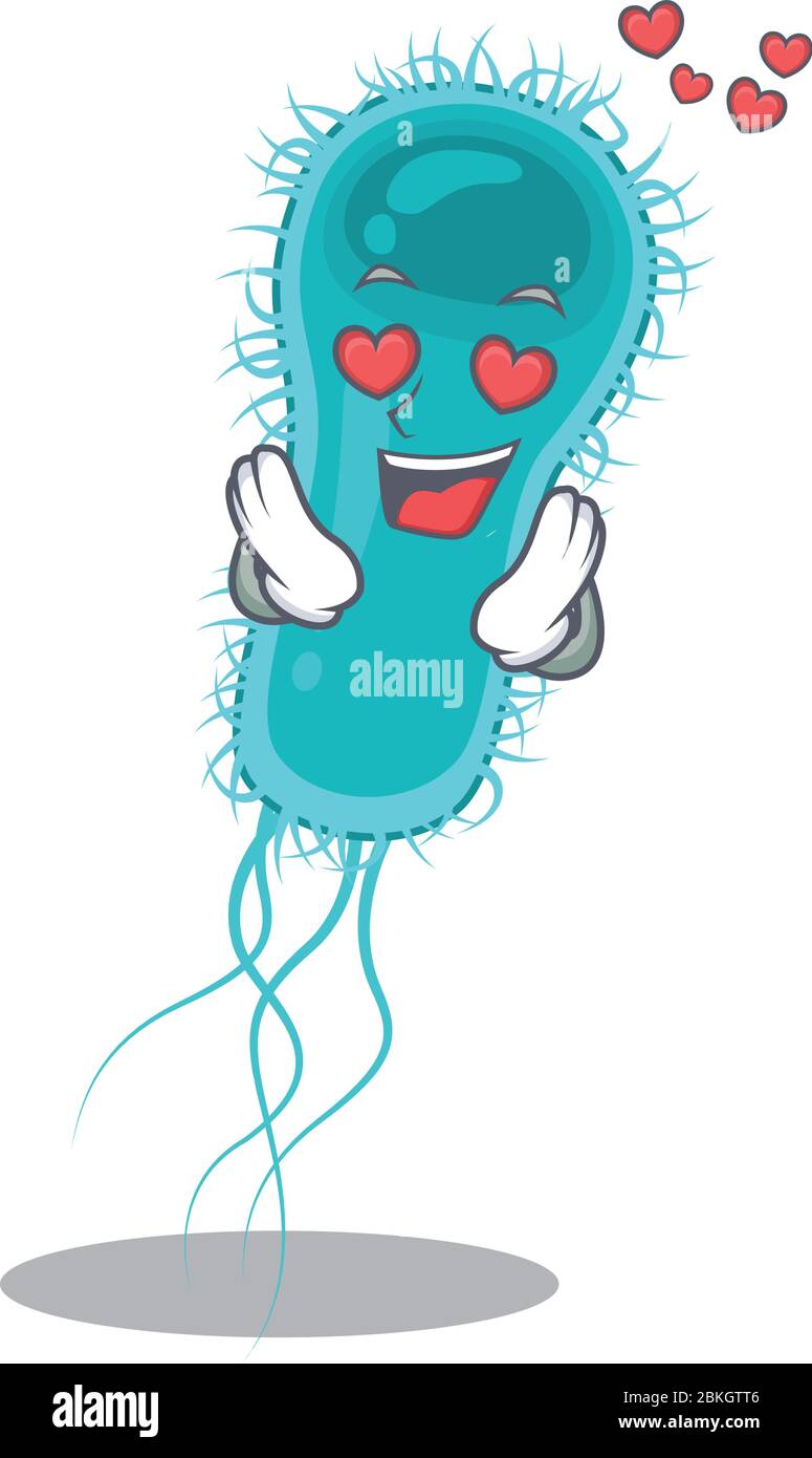 Cute escherichia coli bacteria cartoon character has a falling in love ...
