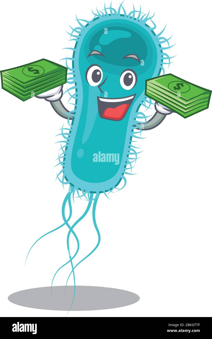 A wealthy escherichia coli bacteria cartoon character having money on ... A wealthy escherichia coli bacteria cartoon character having money on ...