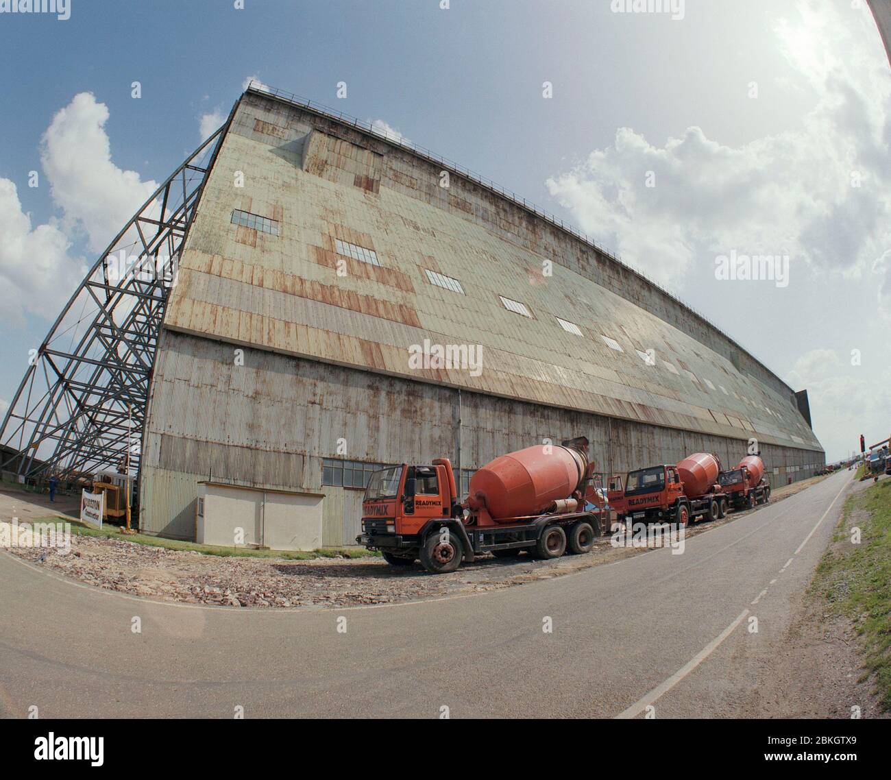 Pouring a new concrete floor at the R101 Airship hangar, at Cardington ...