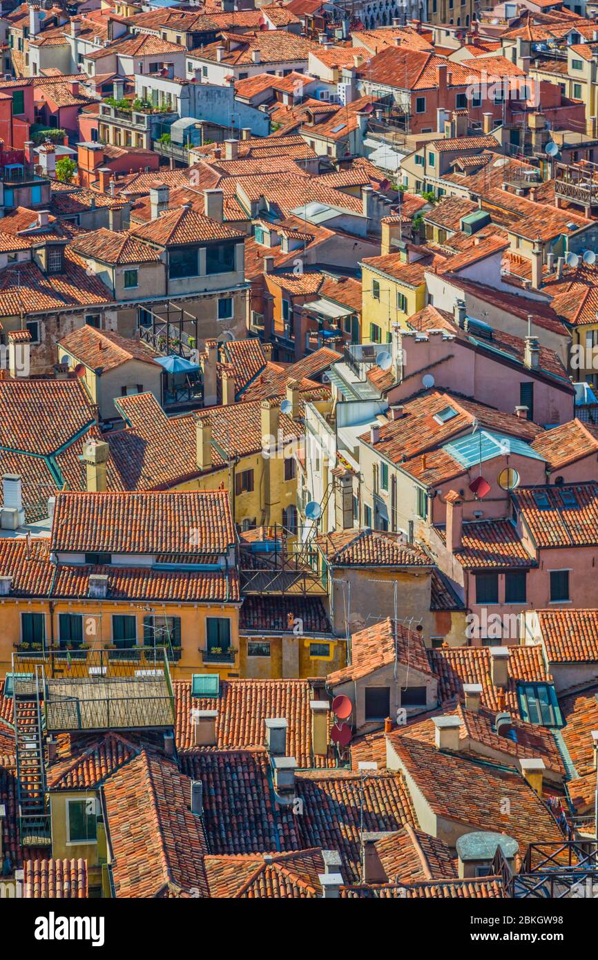 Venice, Venice Province, Veneto Region, Italy. Venetian rooftops seen ...