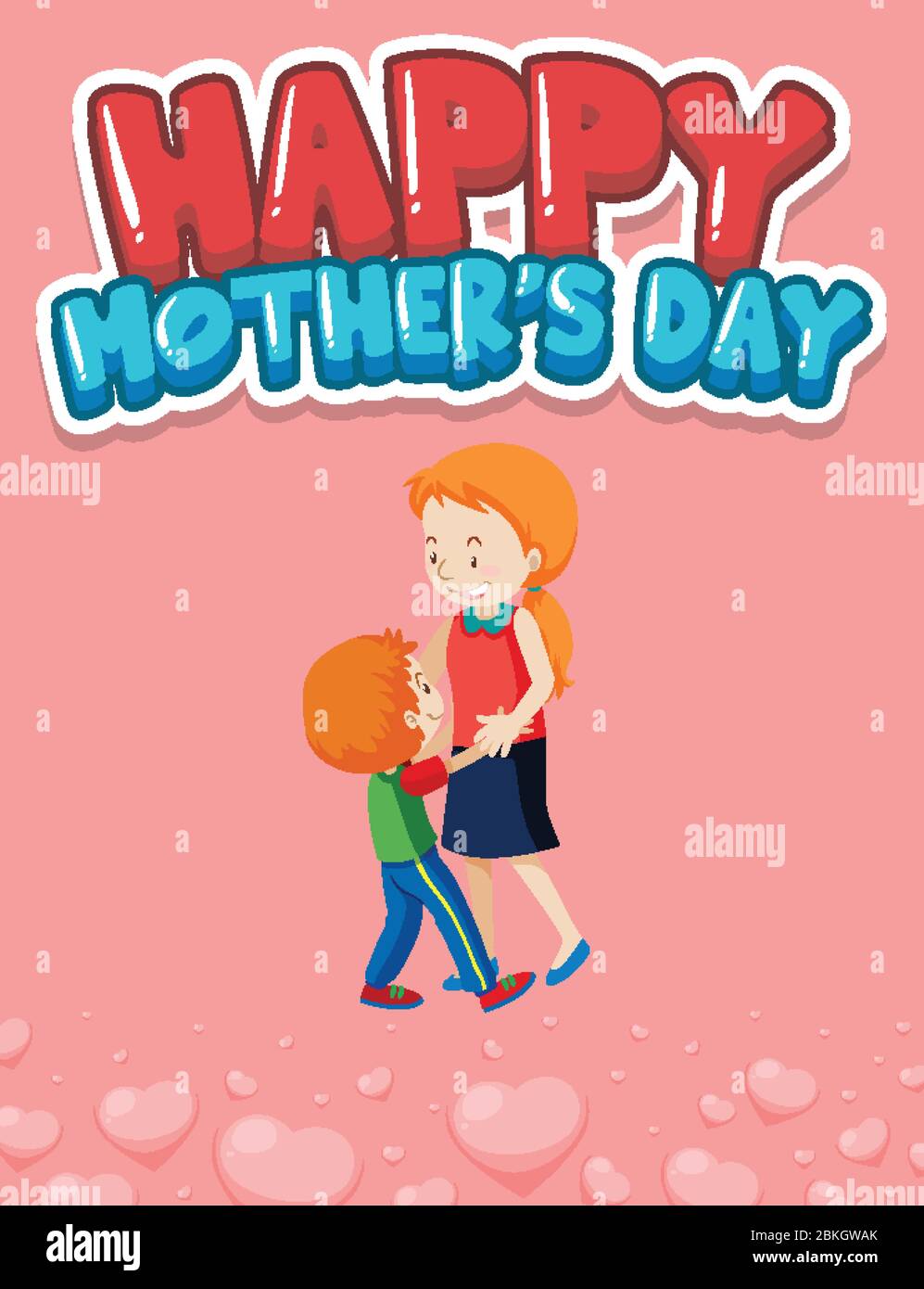 Happy mother day poster design with mom and kid illustration Stock ...