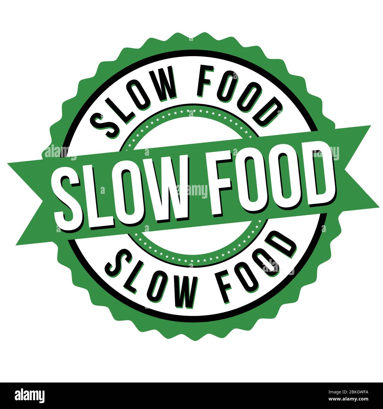 Slow food label or sticker on white background, vector illustration ...
