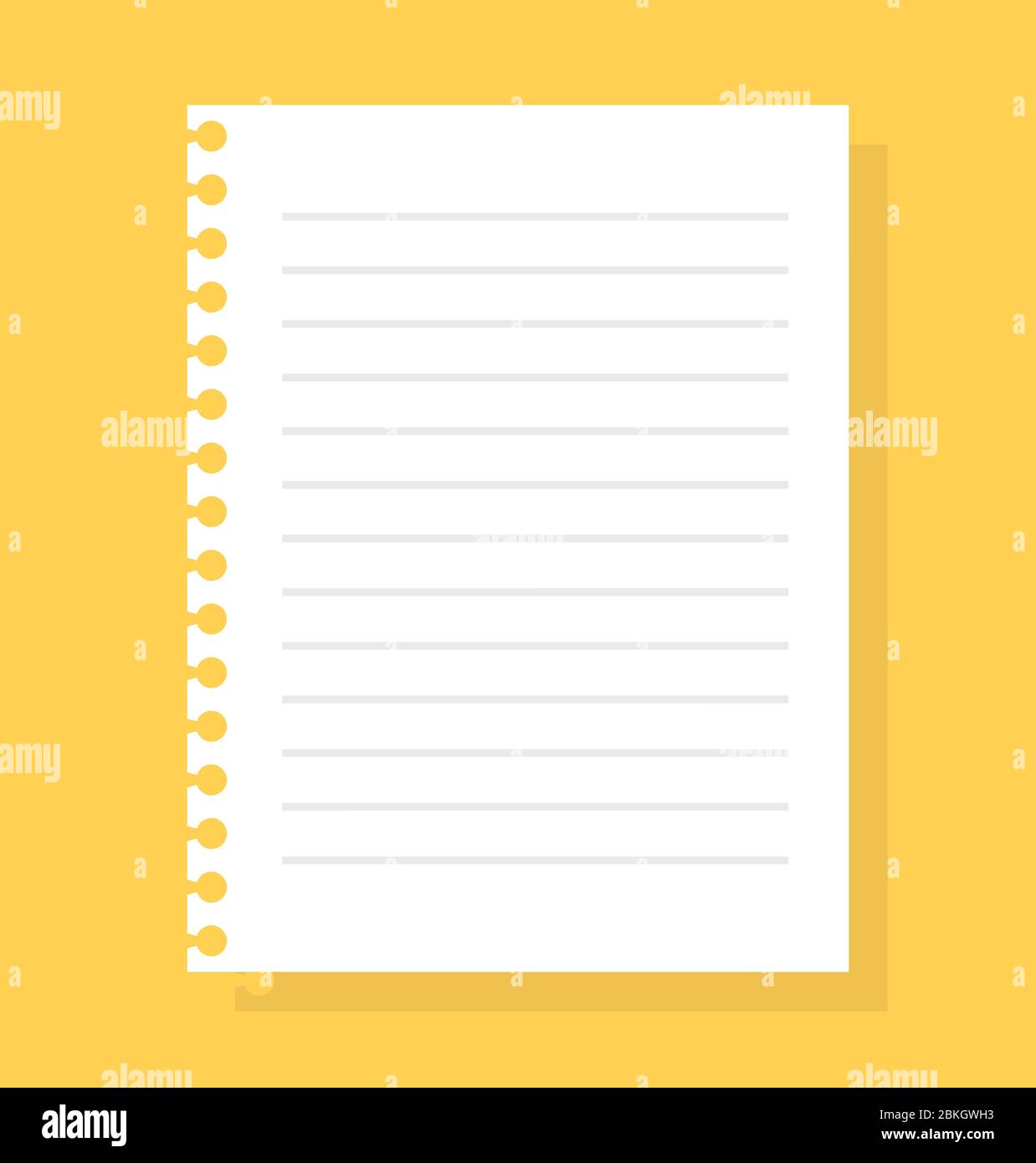 Notepad sheet. Isolated vector illustration on color background Stock ...