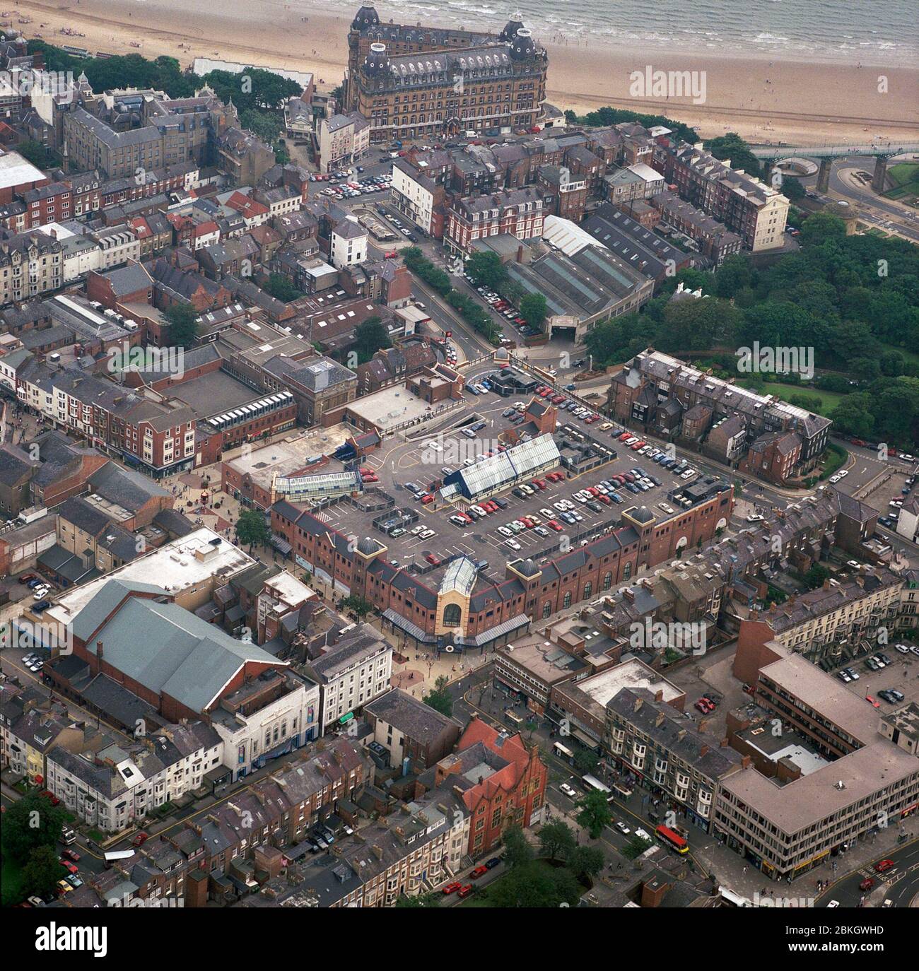 An aerial view of Scarborough town centre, shopping are, in 1992, with ...