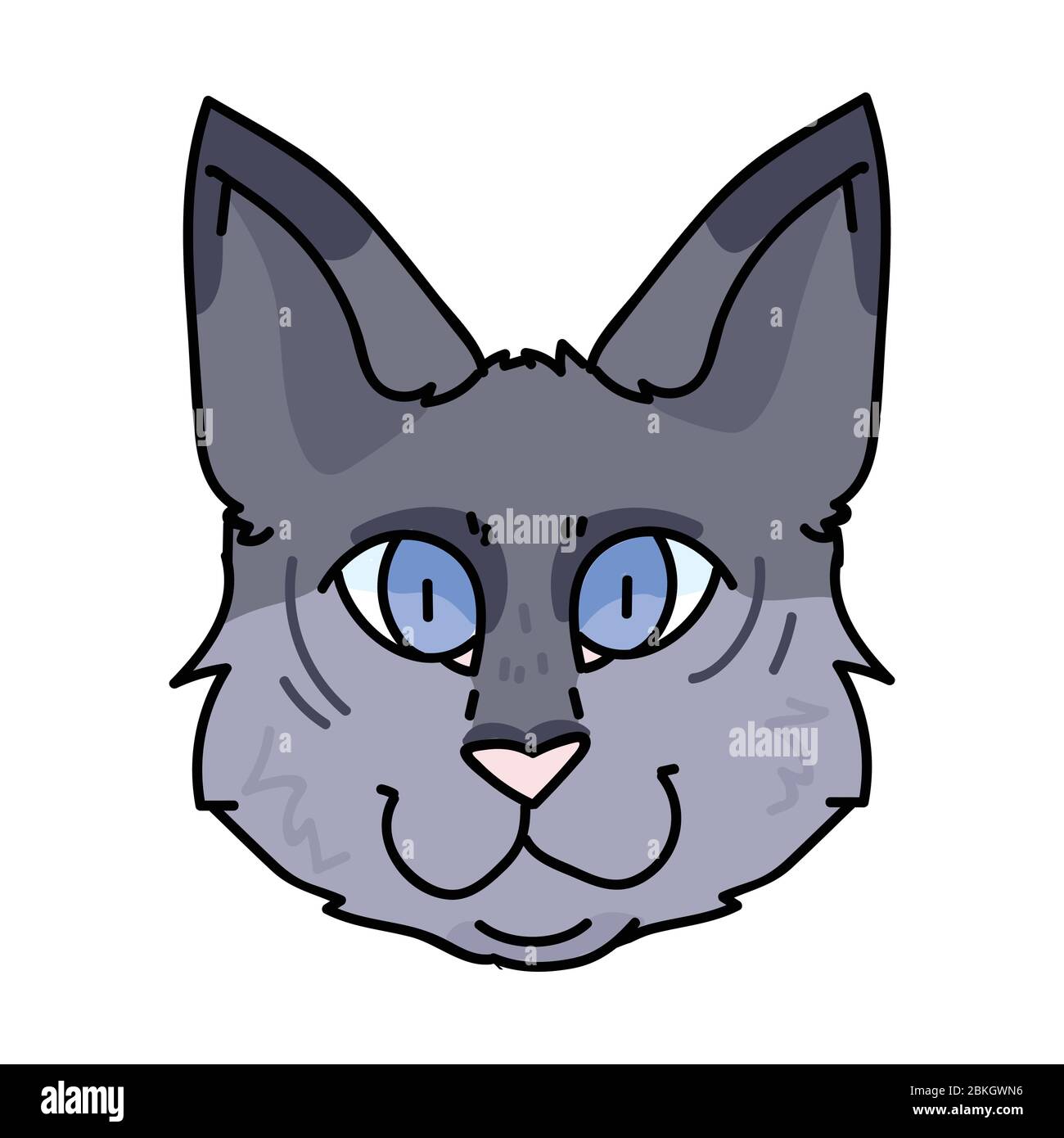 Cute cartoon munchkin cat face vector clipart. Pedigree kitty breed for ...