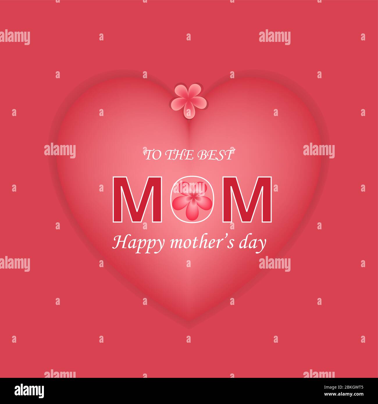 Happy mothers day red color greetings with heart & flower template ...