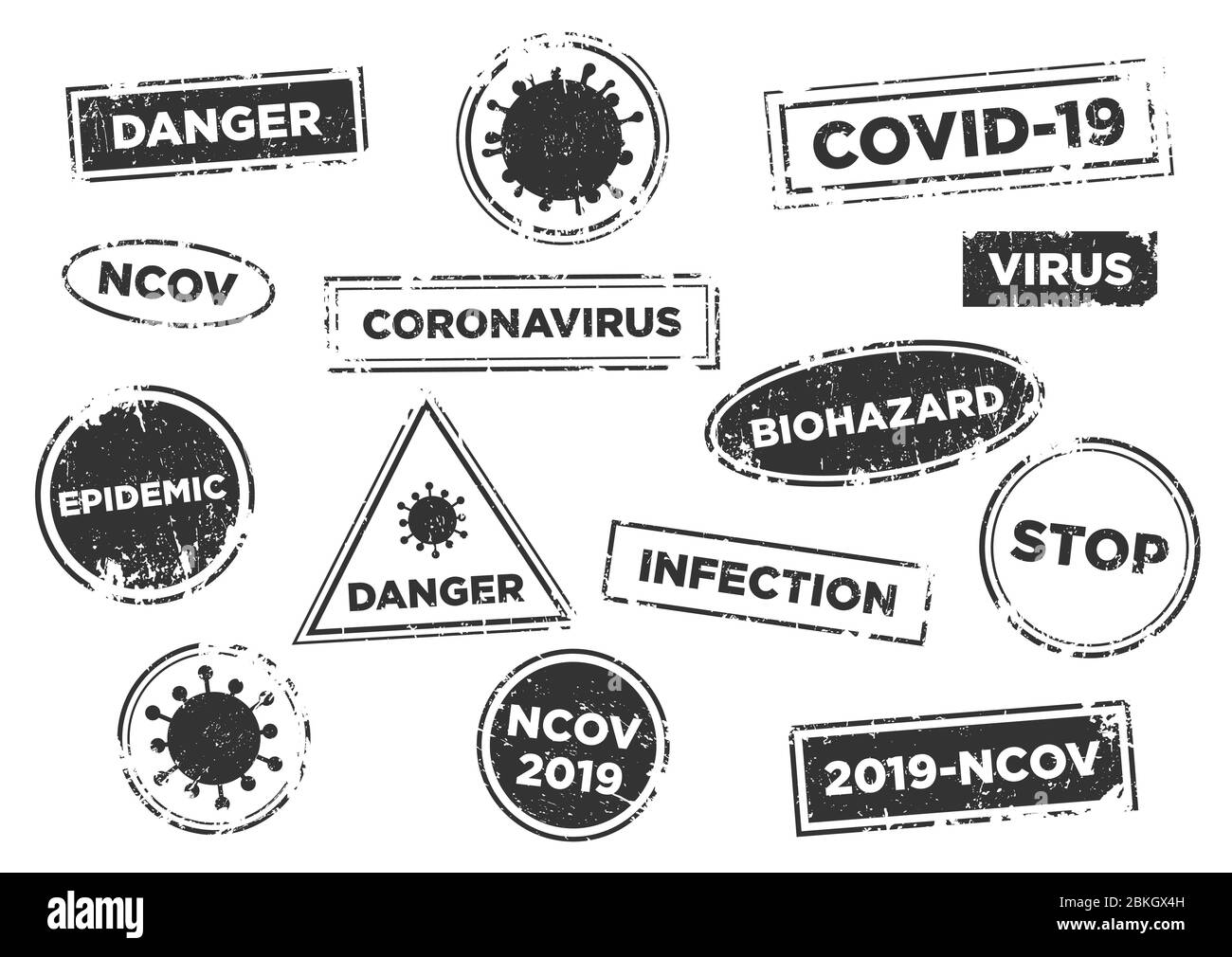 Stop virus infection text stamp template. Set stamps design element ...