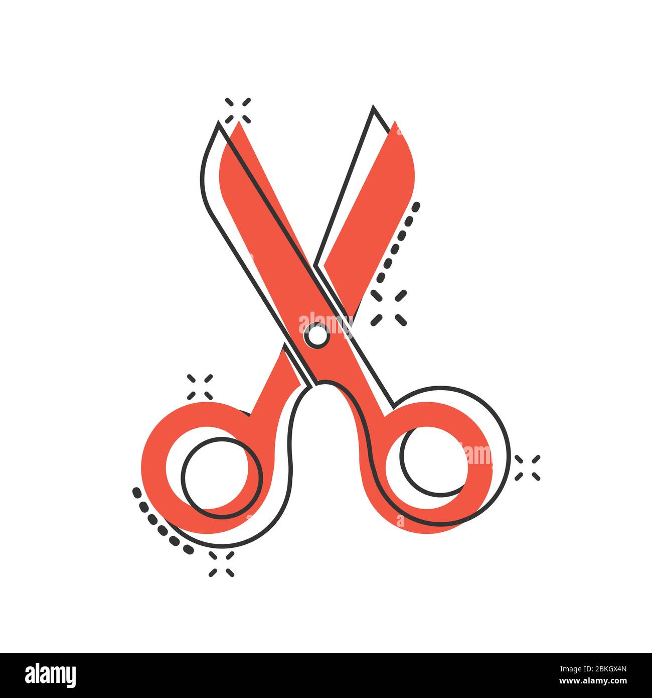 Scissor icon in comic style. Cut equipment cartoon vector illustration ...