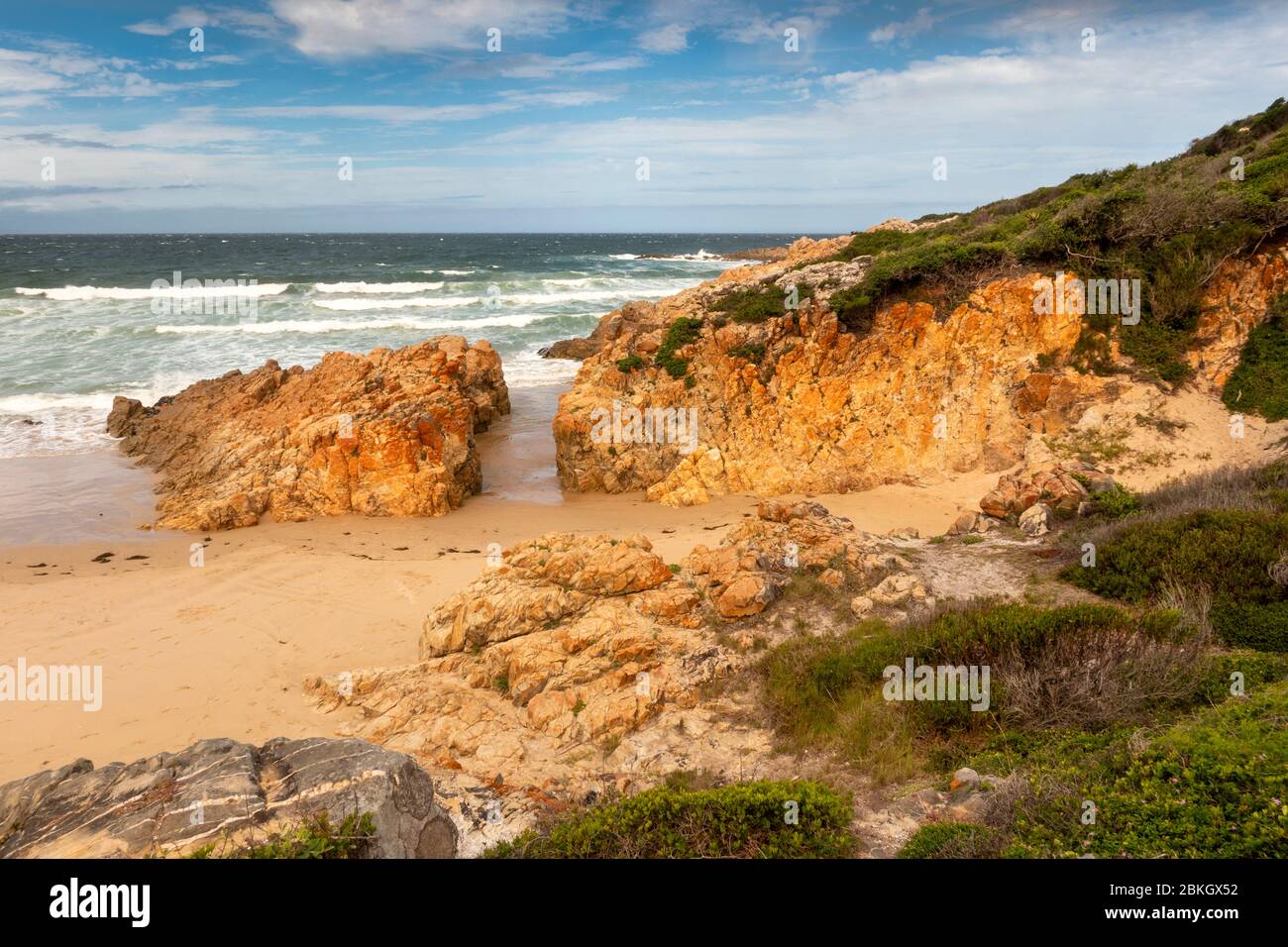 South Africa, Western Cape, Plettenberg Bay, Lookout Beach, rocky ...