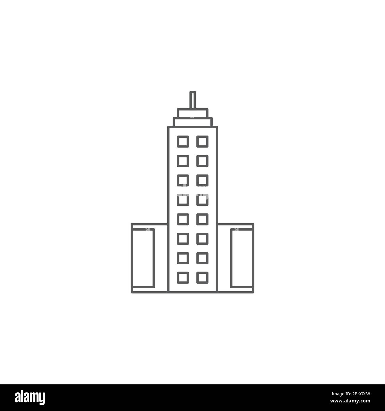 Skyscraper building construction vector icon isolated on white ...