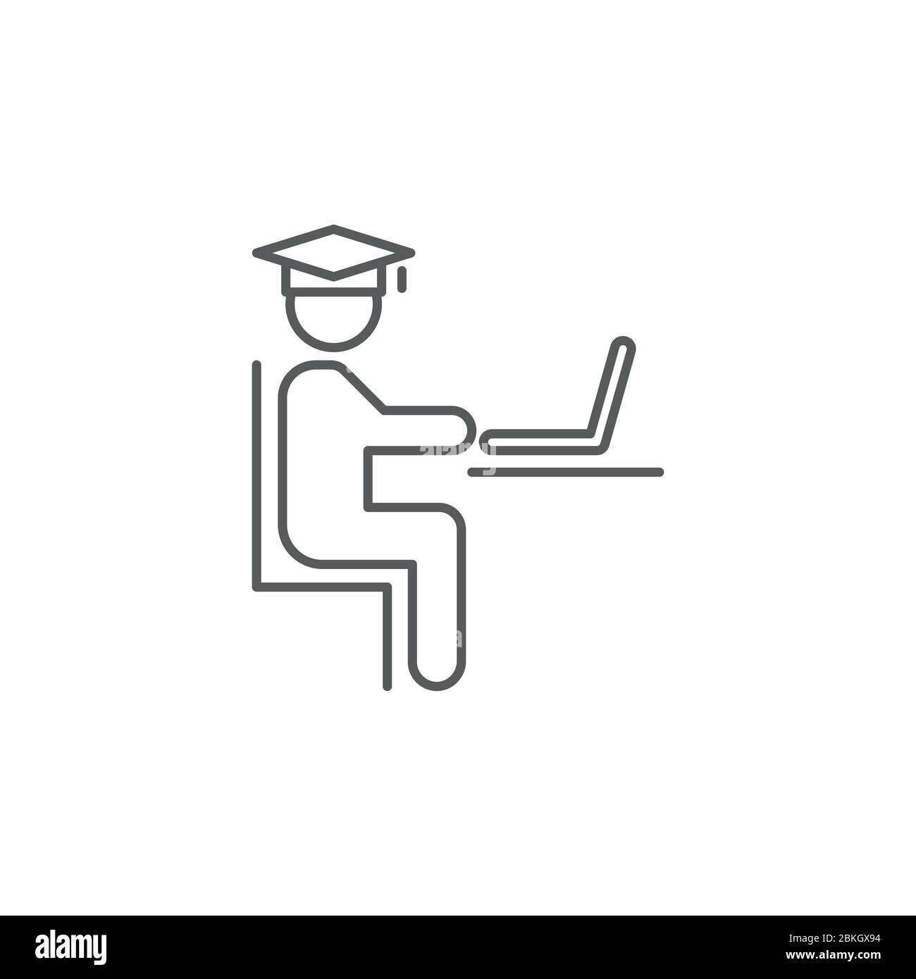 Student Studying on Laptop vector icon symbol isolated on white ...