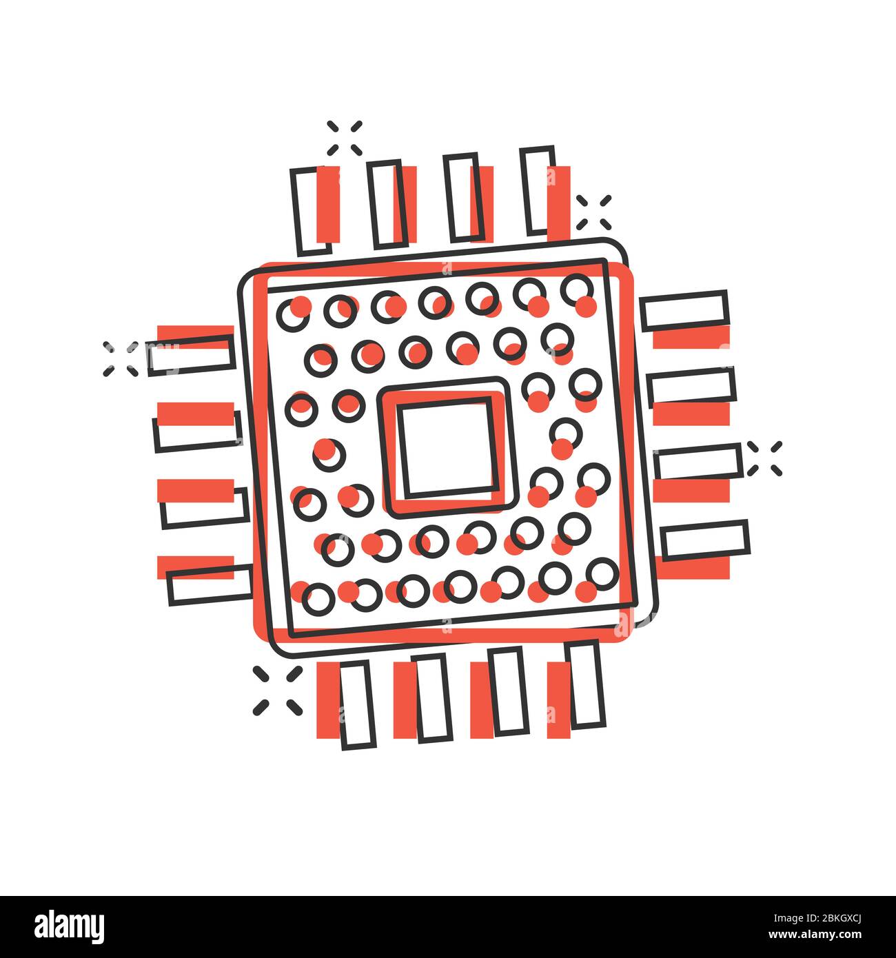Computer cpu icon in comic style. Circuit board cartoon vector ...