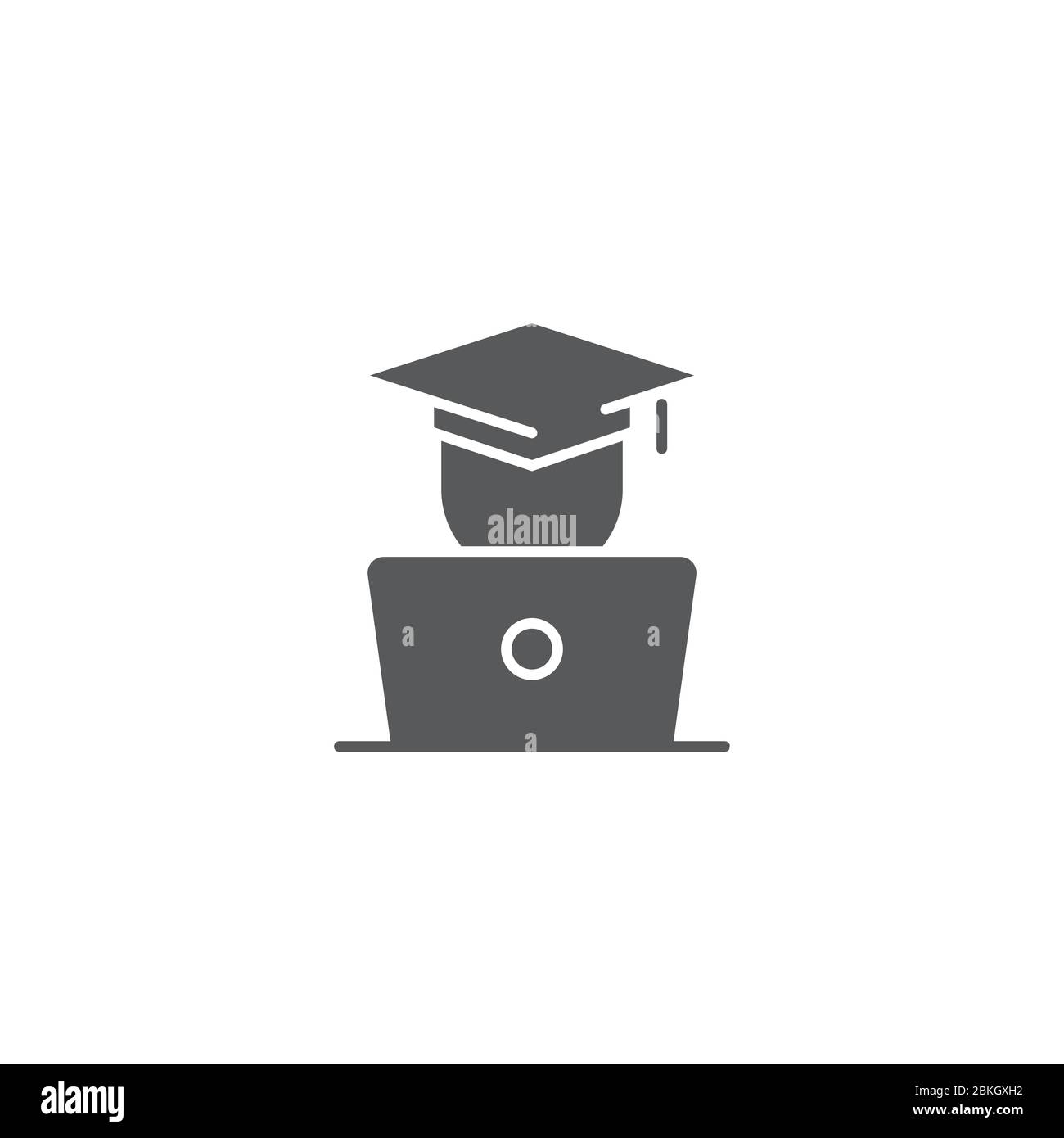 Student Studying on Laptop vector icon symbol isolated on white ...