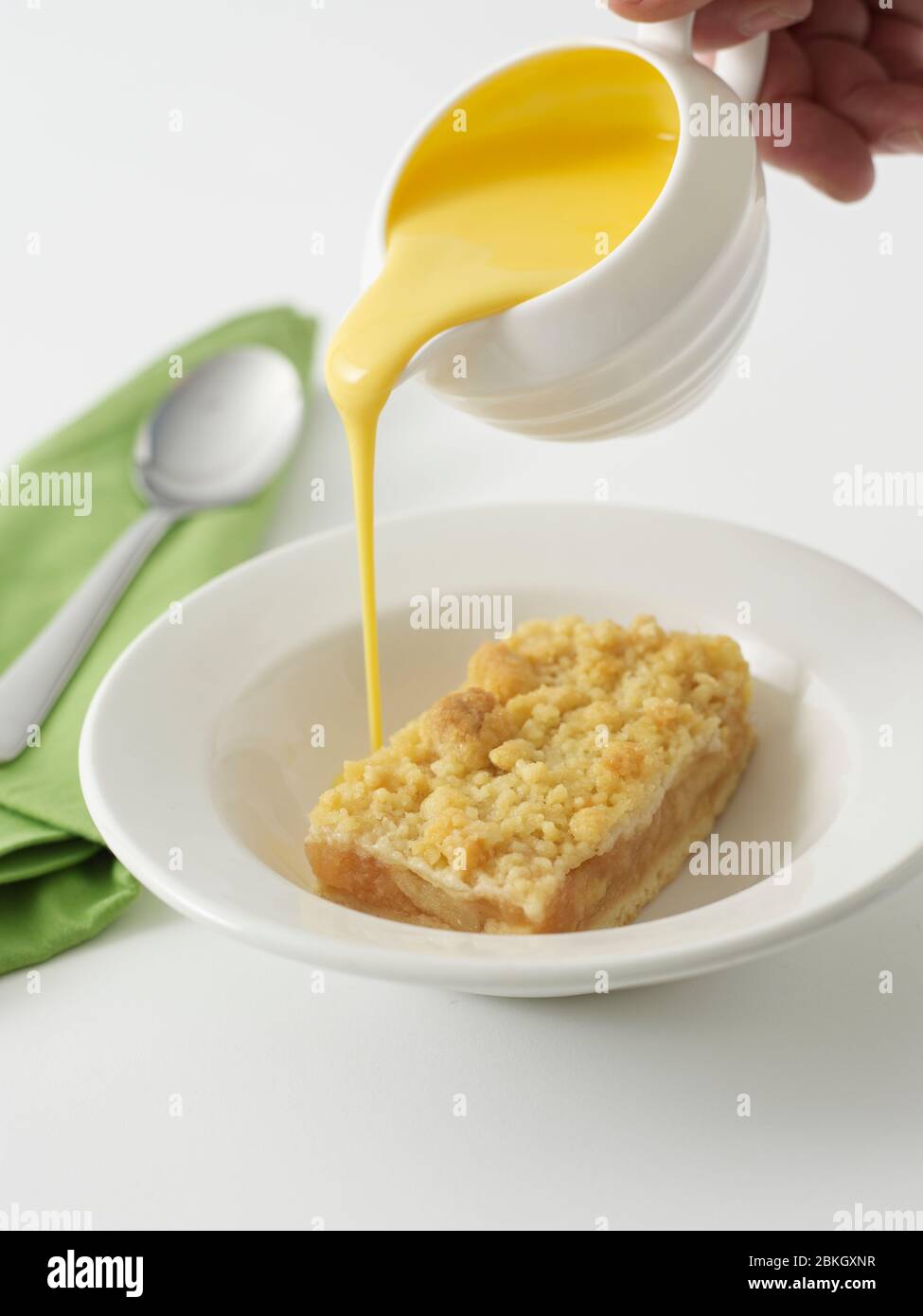 Apple crumble dessert custard hi-res stock photography and images - Alamy