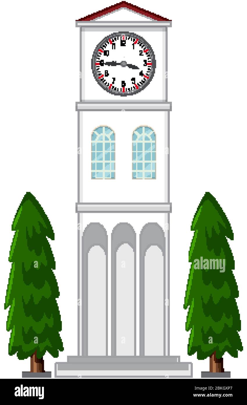 Clock tower on white background illustration Stock Vector Image & Art ...